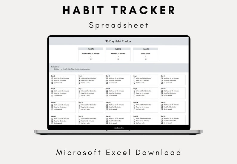 Habit Tracker Excel Spreadsheet - Etsy