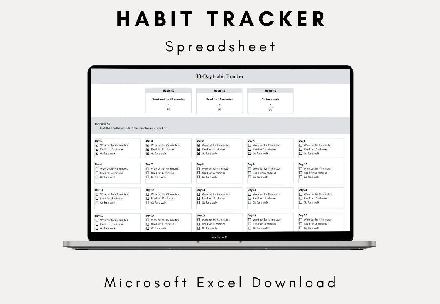 Habit Tracker Excel Spreadsheet - Etsy