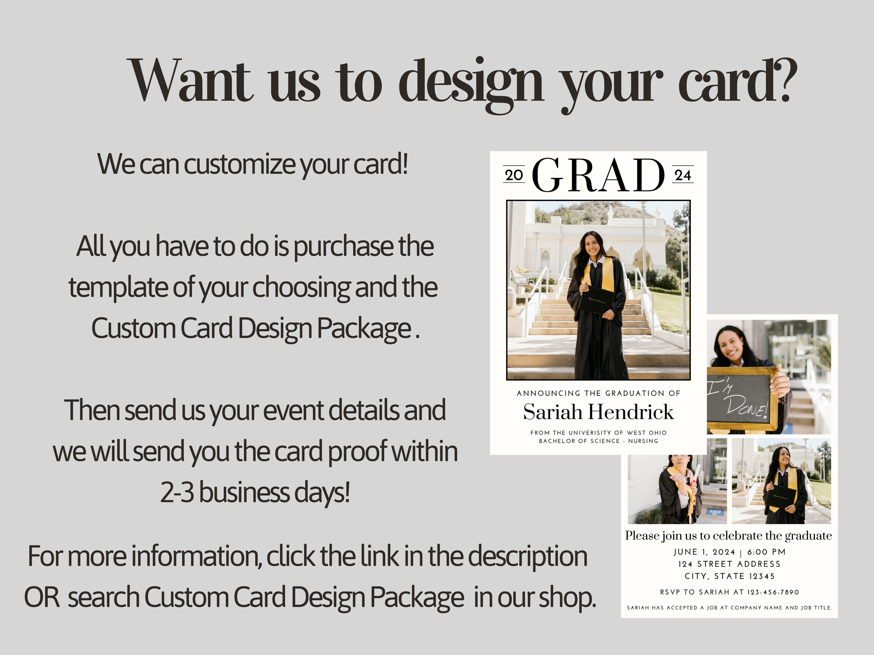 2024 Graduation Card Template for Canva / Graduation Announcement ...