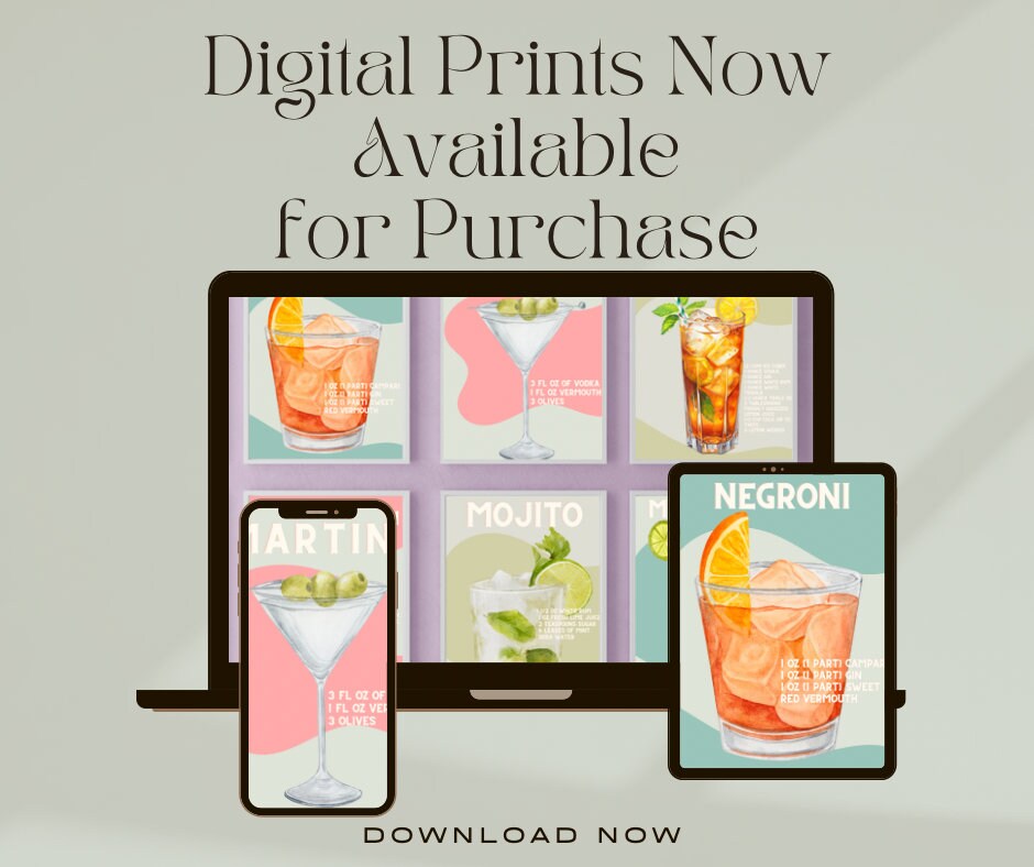 HD Happy Hour Wall Art Set 6 Piece Wall Art Set DIGITAL - Etsy