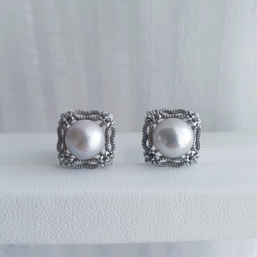 100% Natural Akoya (japanese Sea Water) Pearl Retro Lace Design ...