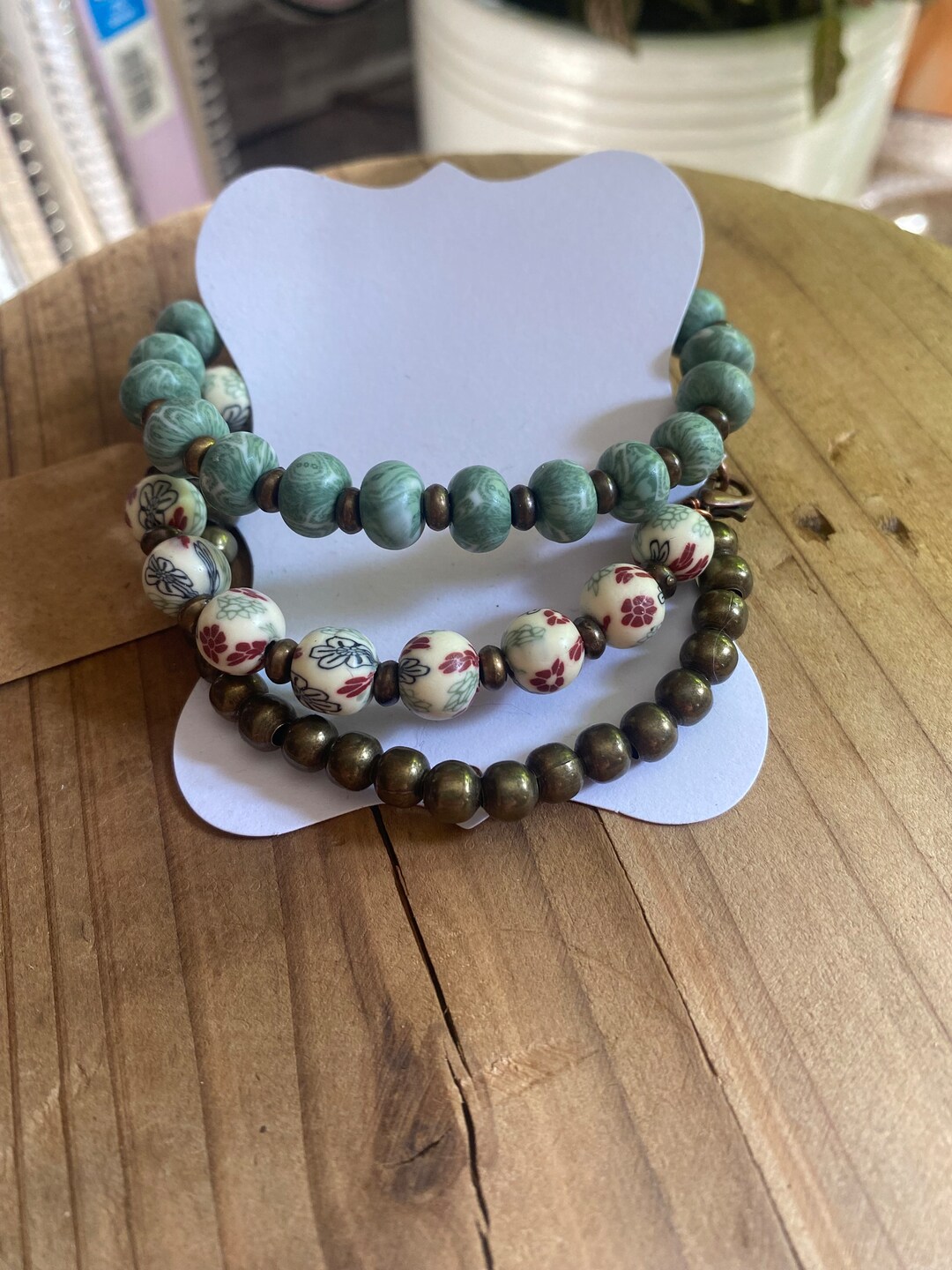 Boho Earthy Bracelet Set of Three - Etsy
