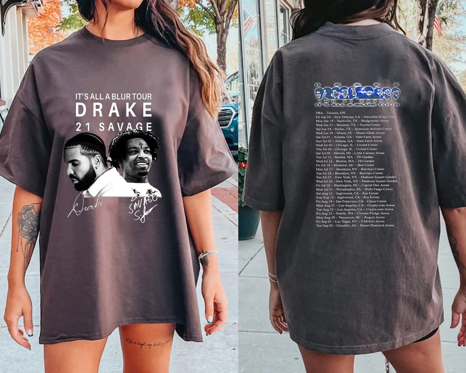 Drake 21 Savage It's All A Blur Tour 2023, Drake & 21 Savage Tour Shirt ...
