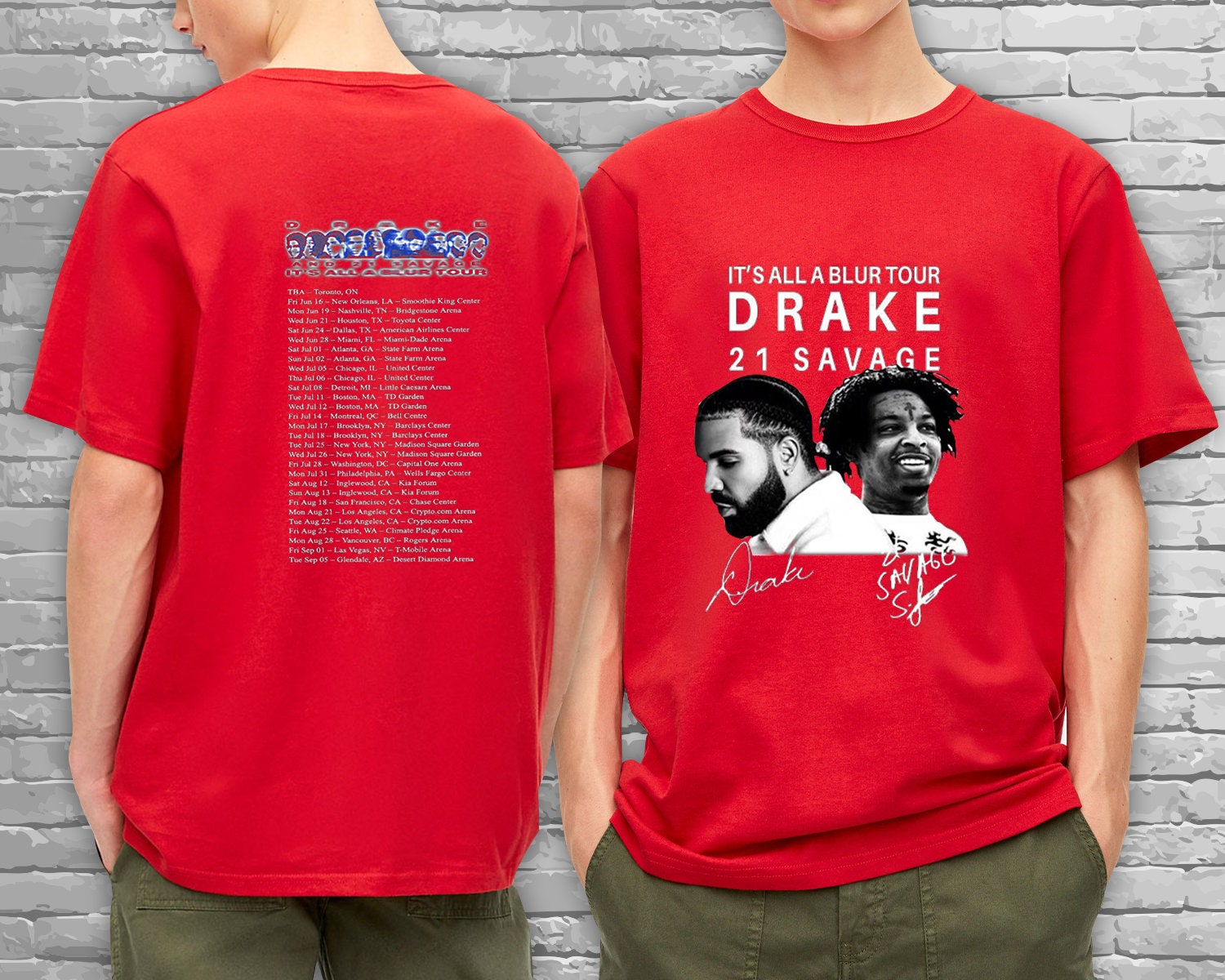 Drake 21 Savage It's All A Blur Tour 2023, Drake & 21 Savage Tour Shirt ...
