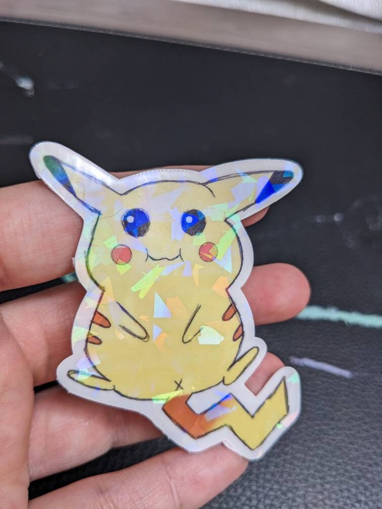 Holographic Pikachu Pokemon Fanart Sticker, Sketchy Style Sticker - Etsy