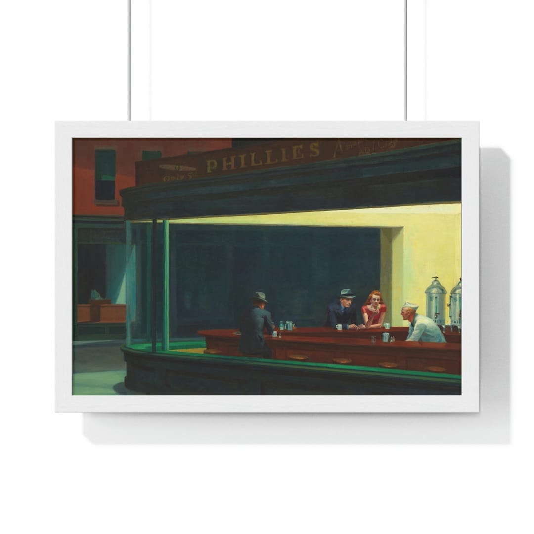 Nighthawks - Edward Hopper - Minimalist Poster - Premium Wood Framed ...