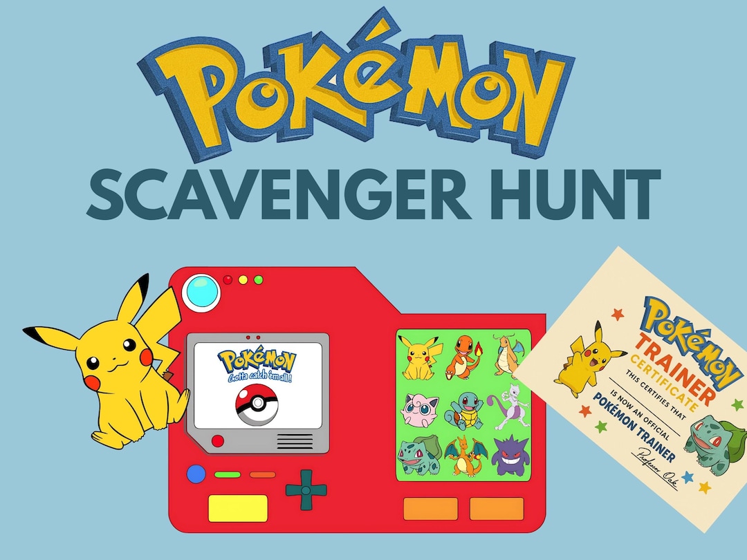 Printable Pokémon Scavenger Hunt | Pokédex, Cutouts & Trainer ...