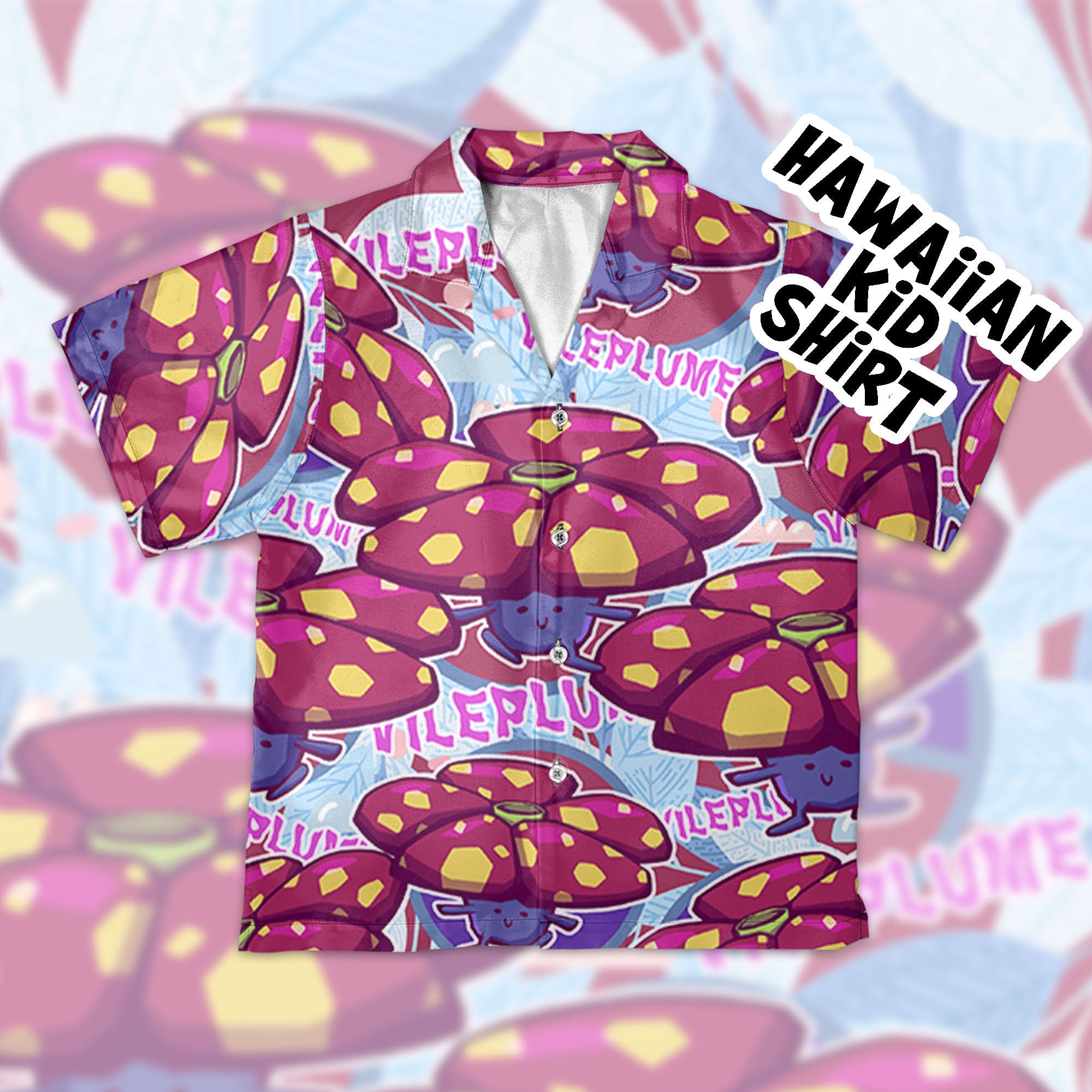 Vileplume Fun Ice Blue Pattern Hawaiian shirt sold by K baah Dp4 | SKU ...