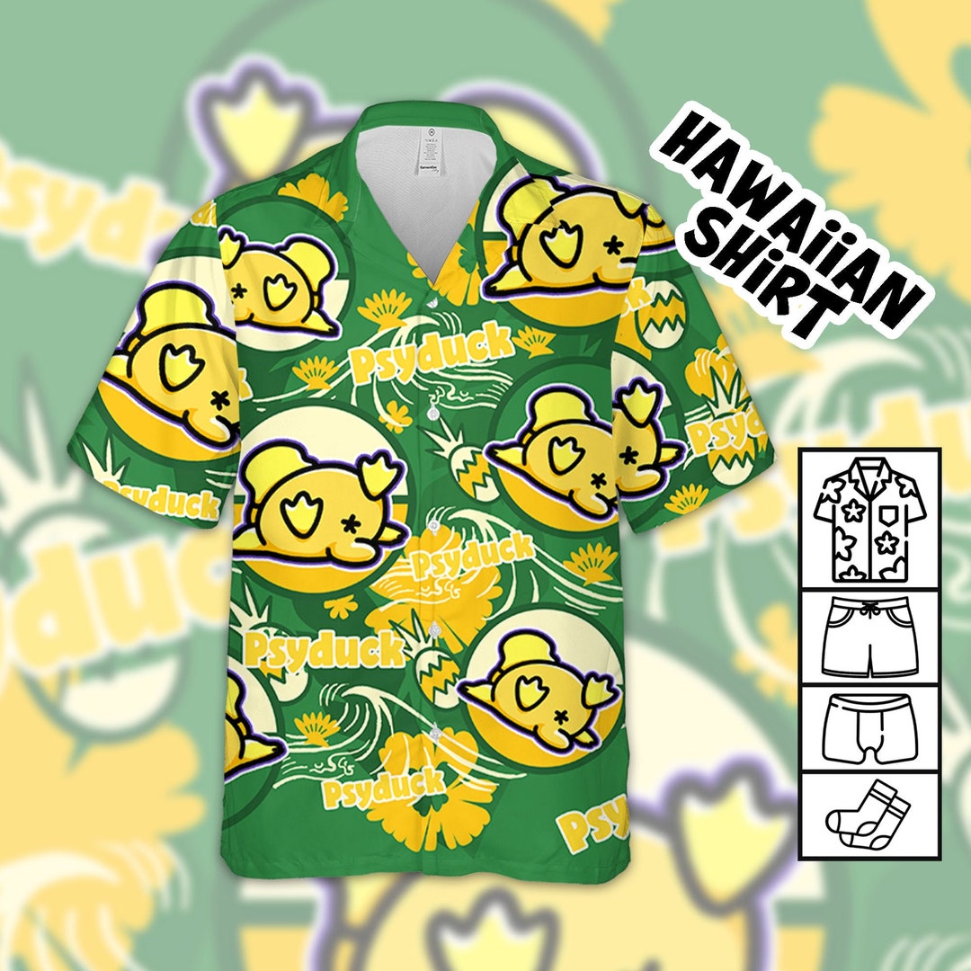 Pokemon Psyduck Sleep Doodle Cute Ocean Pattern Hawaiian - Etsy