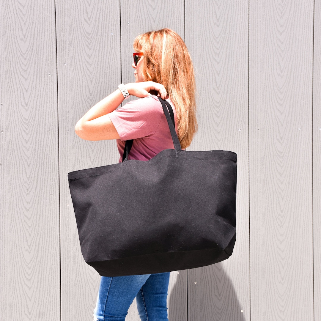 Black Tote Bag Black Canvas Tote Blank Extra Large Tote Bag Oversized ...