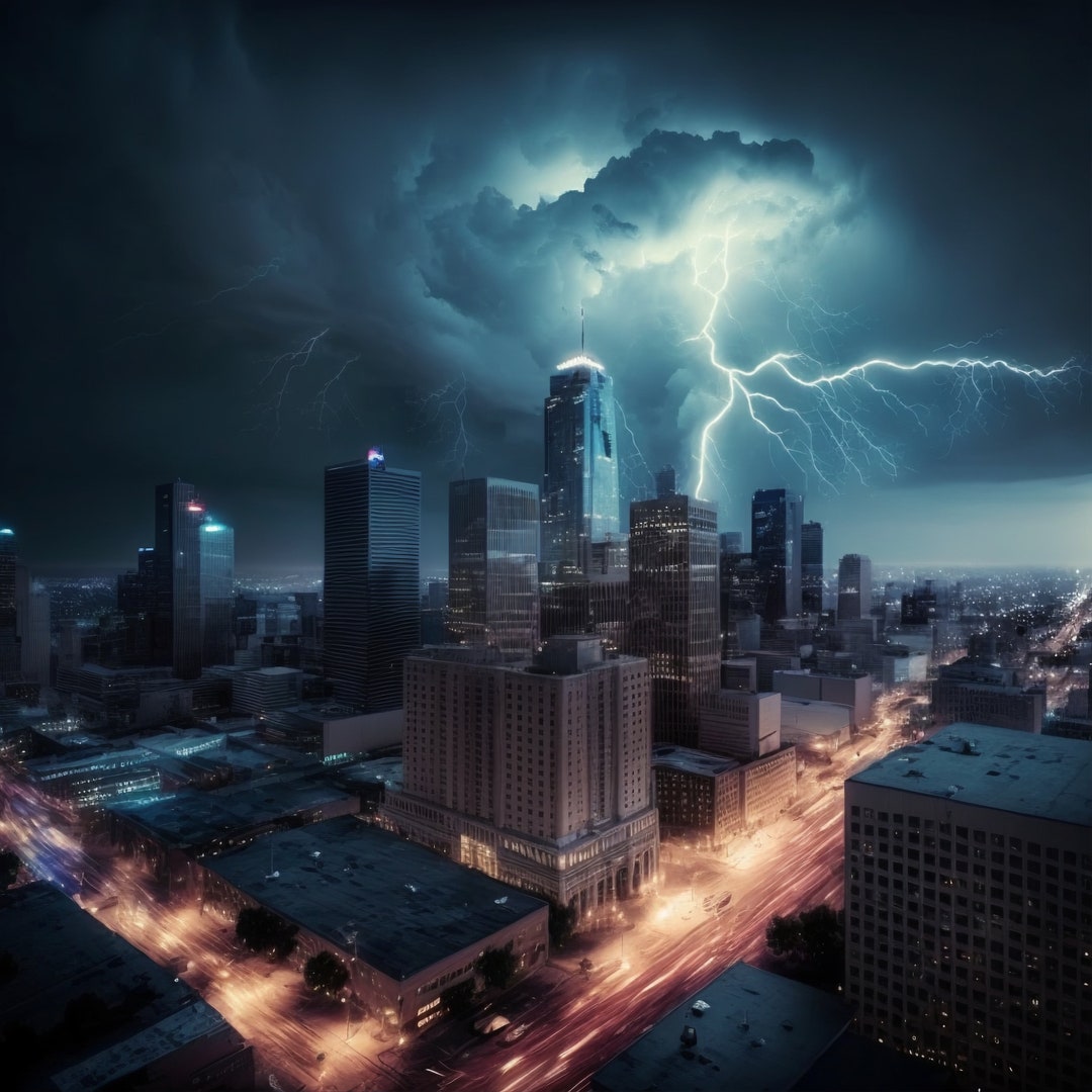 Downtown Houston Lightning Storm Digital File - Etsy
