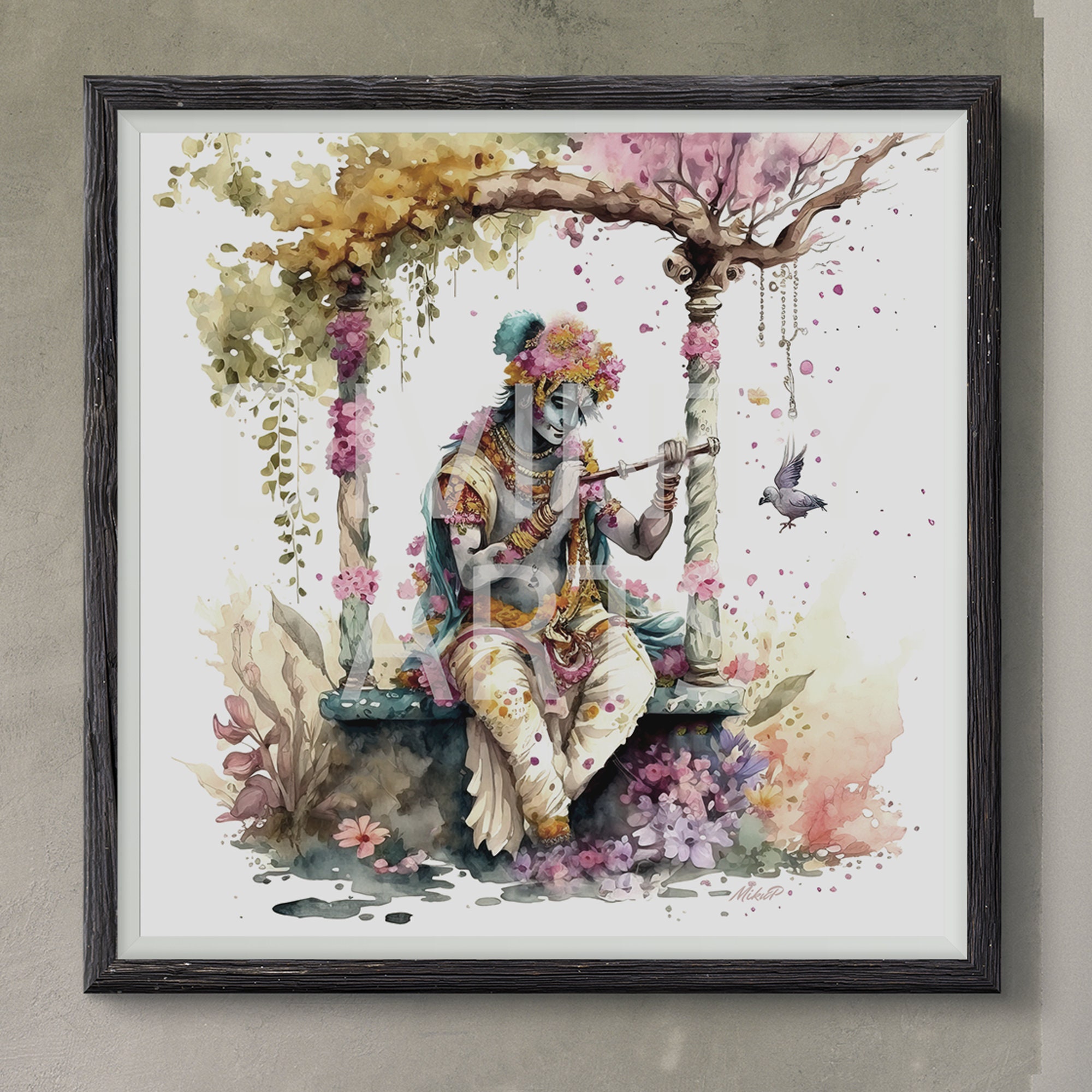 Krishna Watercolor Painting