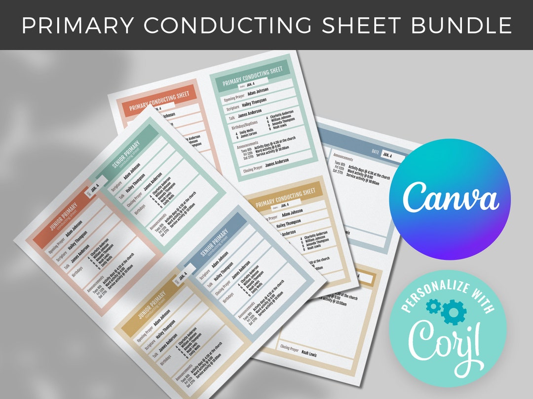 Primary Conducting Sheet Template | Corjl | Printable & Editable | LDS ...