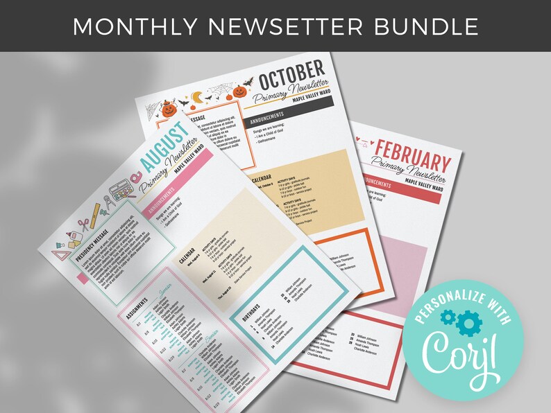 Monthly Newsletter Template Corjl Printable & Editable - Etsy