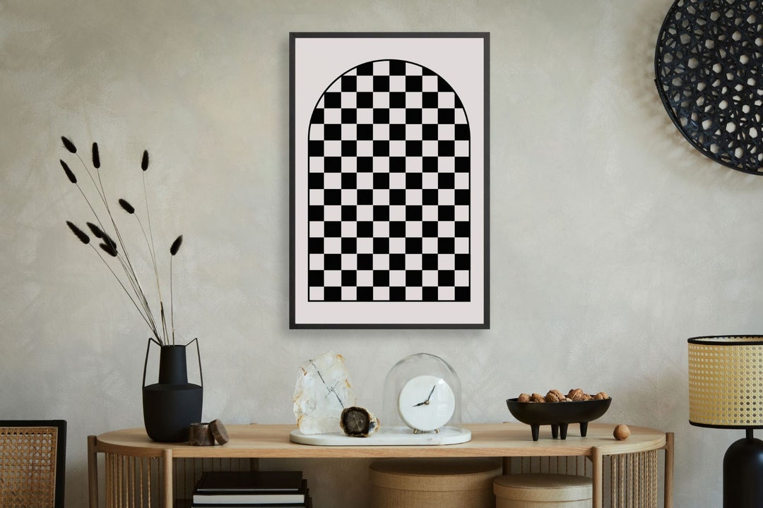 Modern Retro Checkered Arch-analogous Print - Etsy