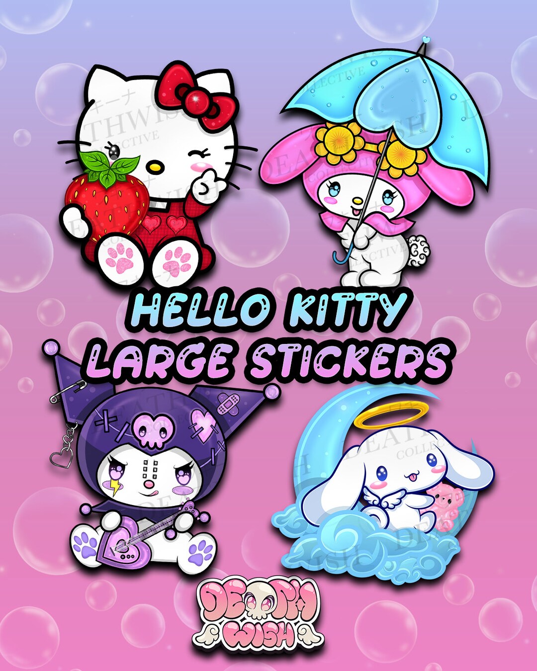 Hello Kitty & Friends Large Stickers Super Cute Kisscut Kawaii Peeker ...