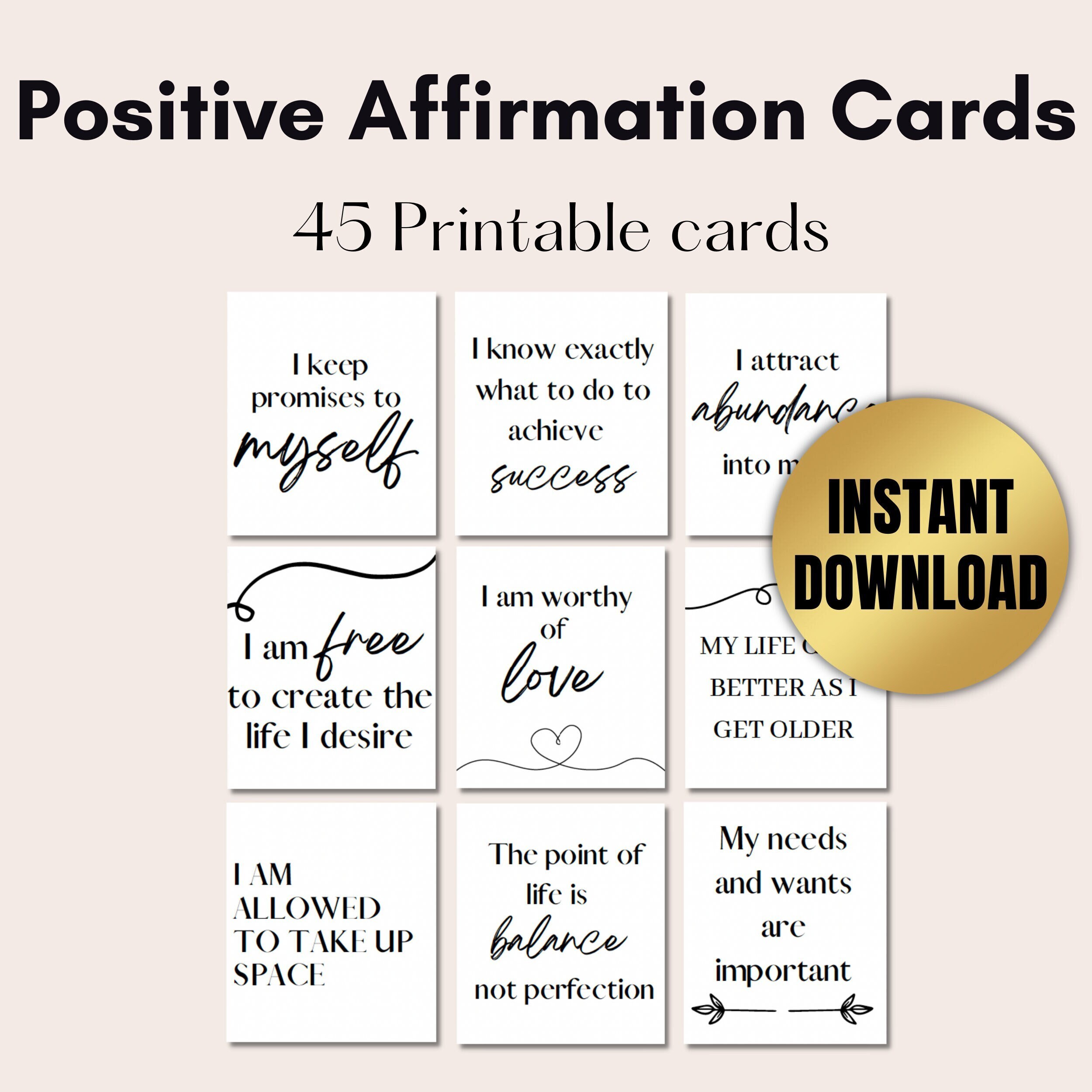 Printable Positive Affirmation Cards, Self Care Cards, Vision Board ...