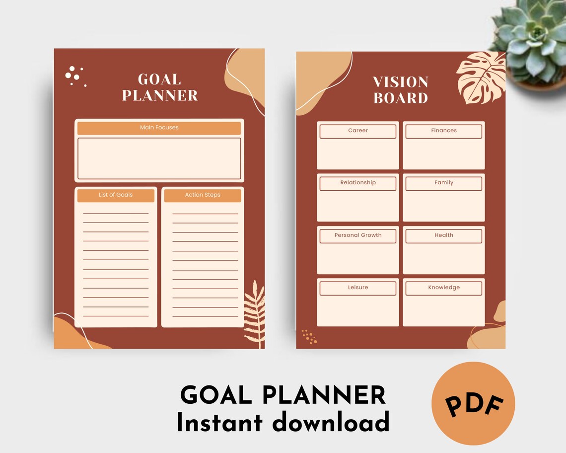 Goal Planner PDF Printable, Habit Tracker, Goal Setting, Goal Planning ...