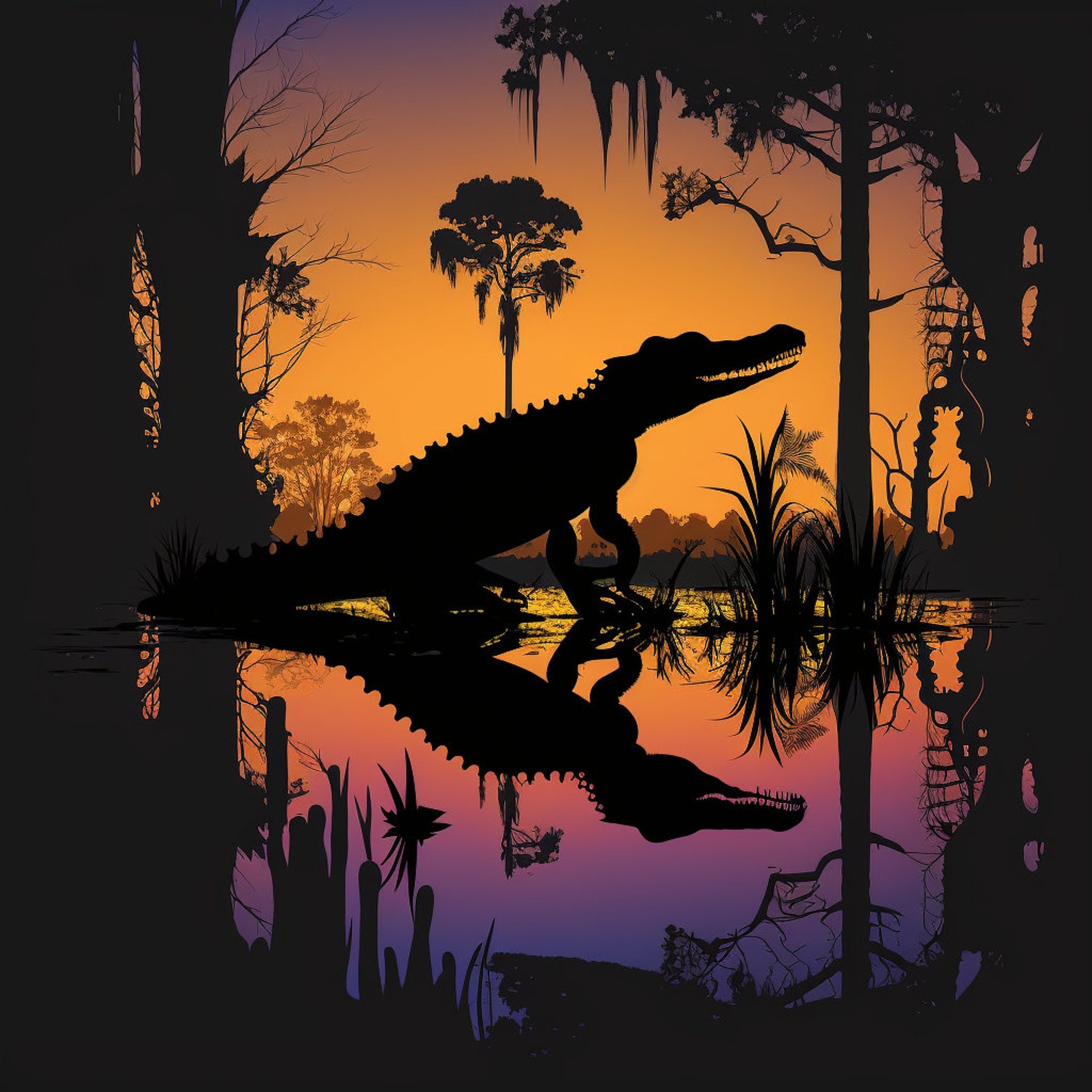 Alligator in Swamp SVG, PNG, JPG, Swamp, Swamp Alligator Png, Alligator ...
