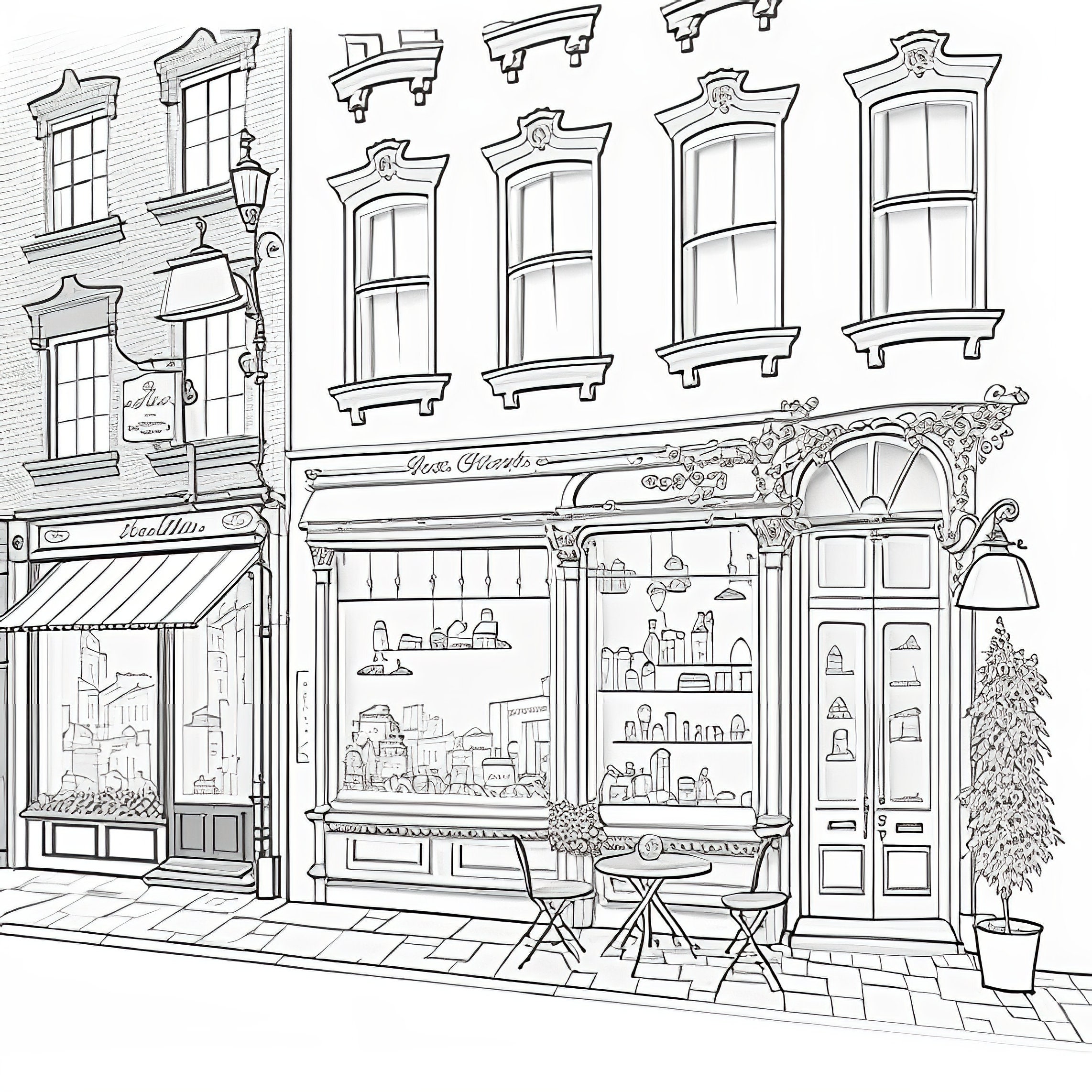 Store Front Coloring Pages, Cozy, House, PNG, Coloring Book, 6 Pages ...