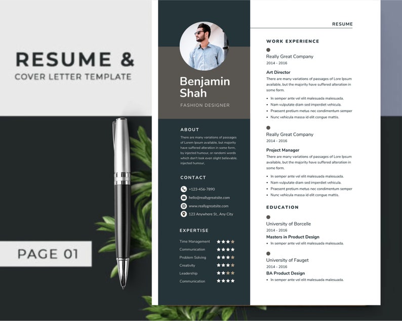 Minimalist Resume Template Digital Download Modern CV Modern Template ...