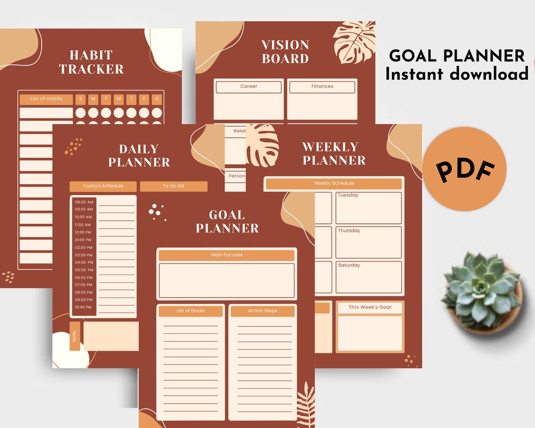 Goal Planner PDF Printable, Habit Tracker, Goal Setting, Goal Planning ...