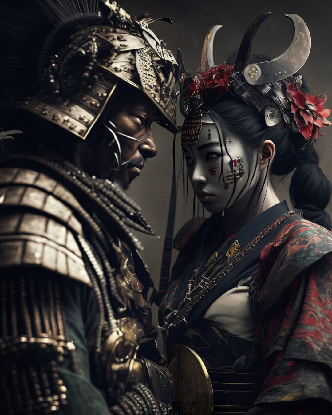 Geisha With Samurai. Japanese Art. Geisha Geisha Warrior. Samurai. PNGJPEG File. Instant ...