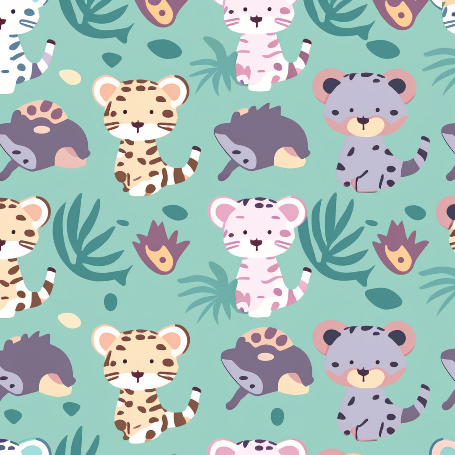 Jungle Theme Bundle, Animal, Print Set of 4, Baby Animal Wall Art, AI ...
