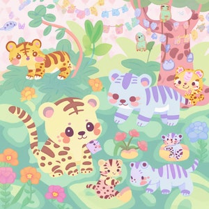 Jungle Theme Bundle, Animal, Print Set of 4, Baby Animal Wall Art, AI ...