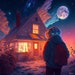 The Cold Night Visitor, Digital Download, Wall Art, Celestial, Moon ...