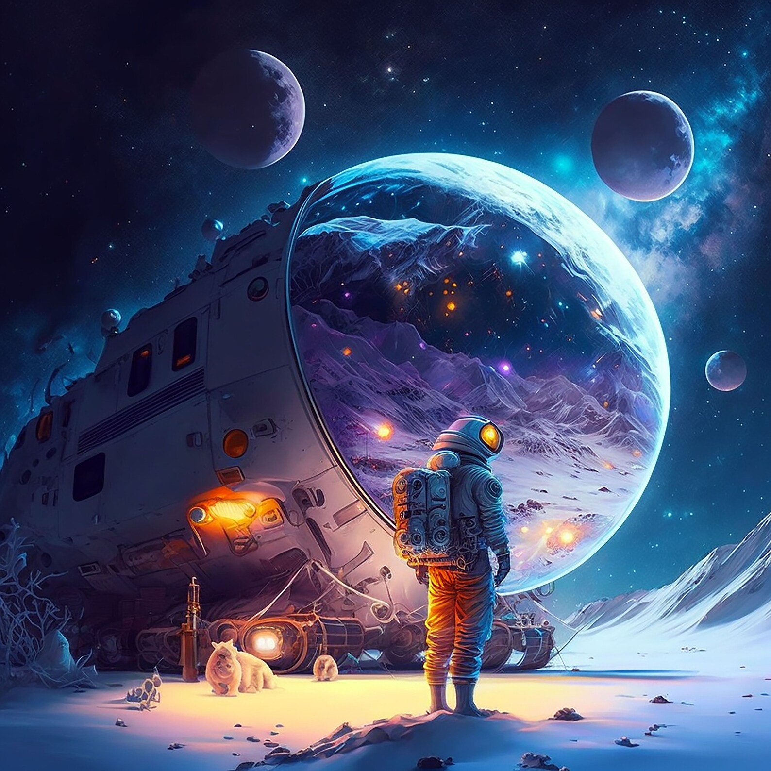 Astronaut Midnight Adventure, Digital Download, Wall Art, Celestial ...