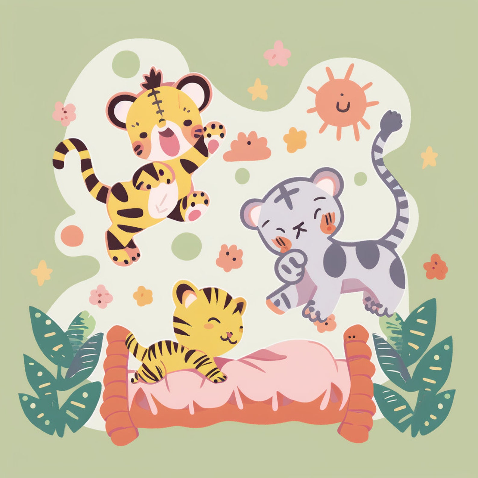 Jungle Theme Bundle, Animal, Print Set of 4, Baby Animal Wall Art, AI ...