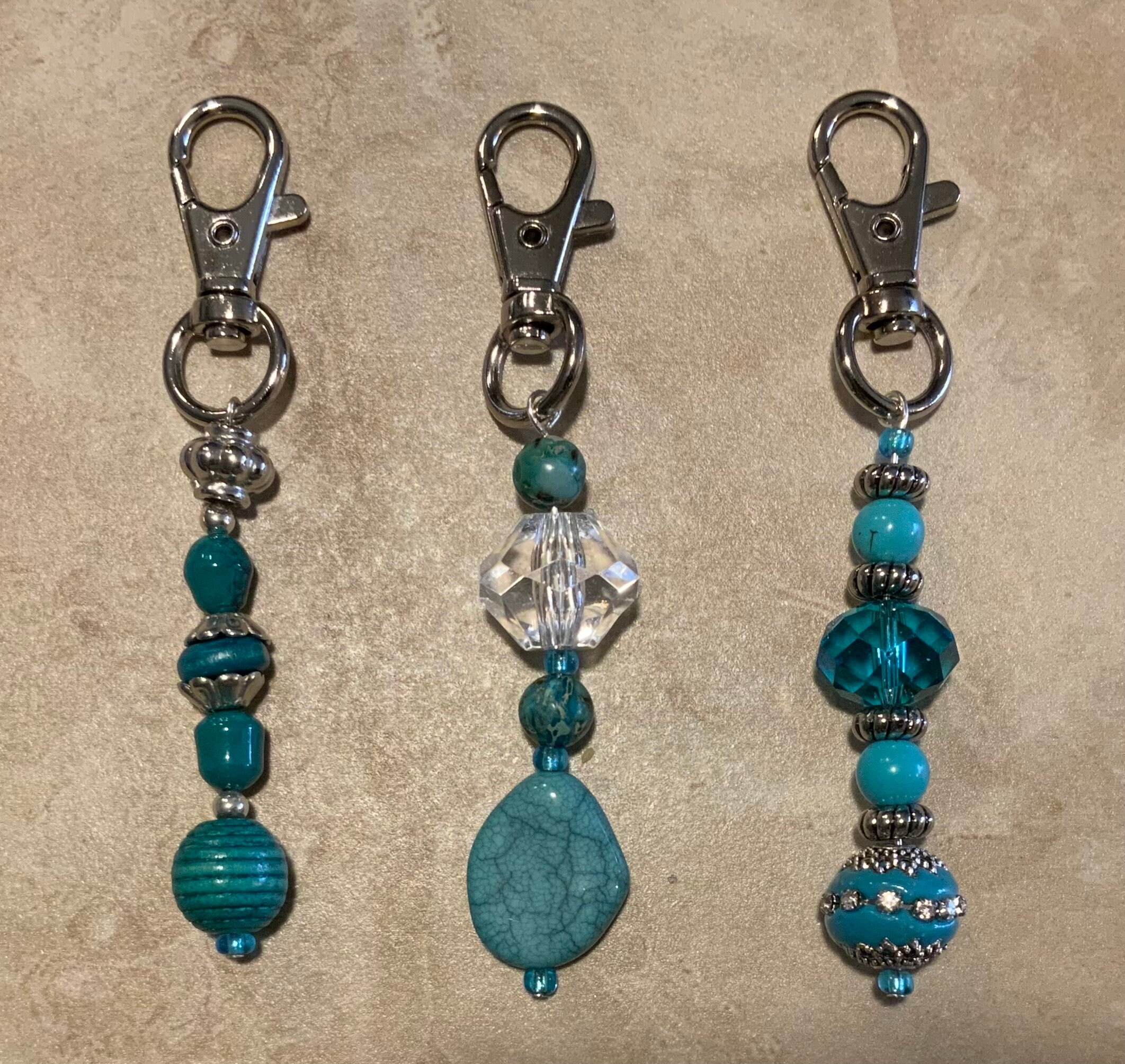Beautiful, Beaded Turquoise Keychains 360 Degree Swivel Ring With Clasp ...