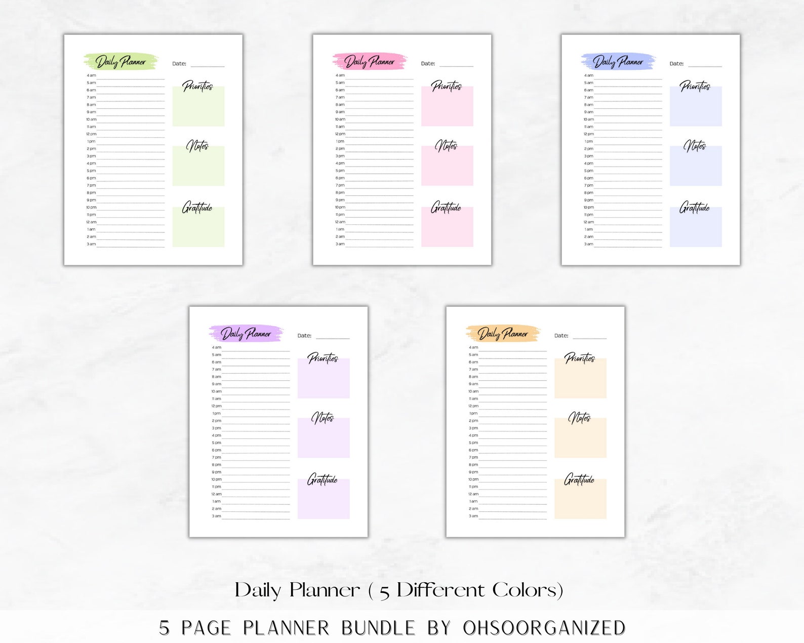 Daily Planner Printable, Hourly Planner Digital, 24 Hour Daily Planner ...