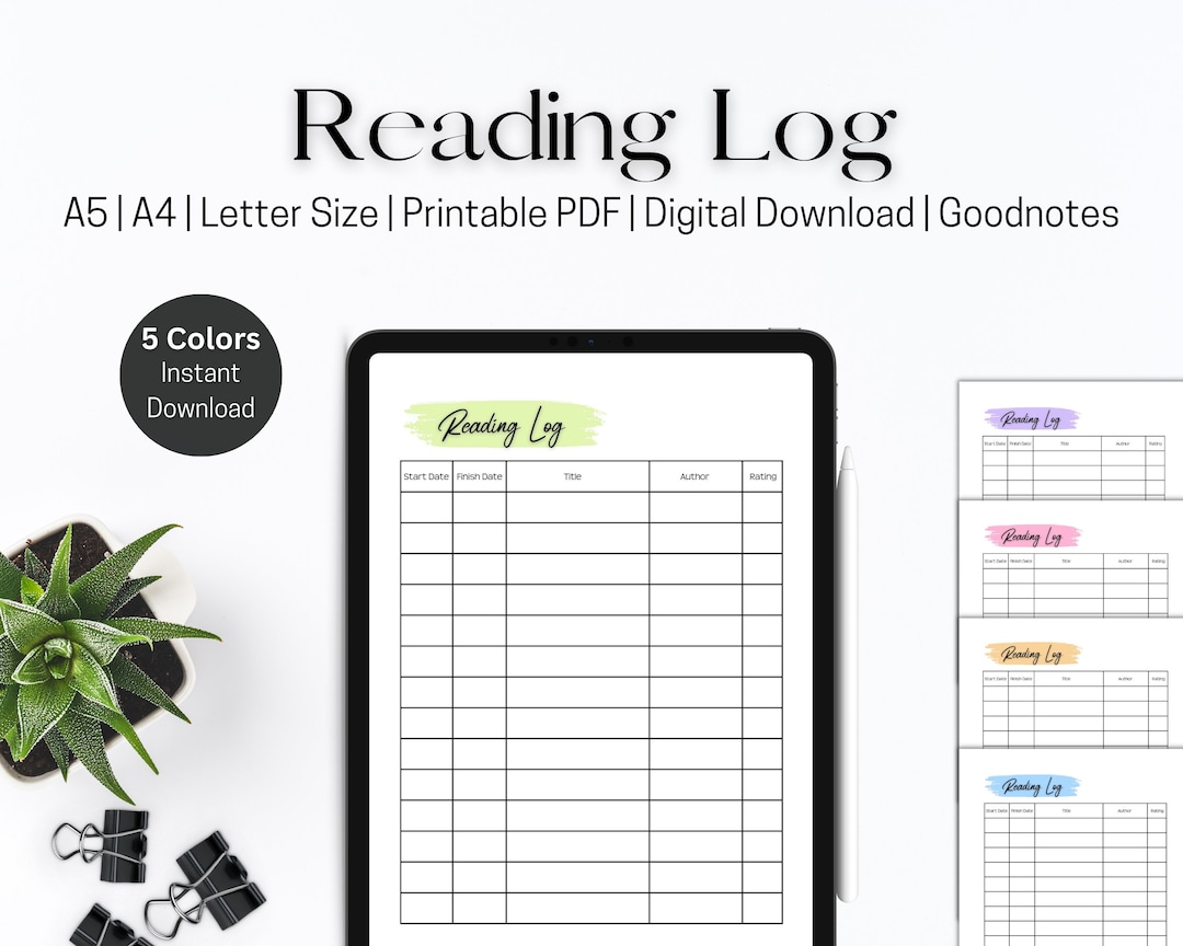 Printable Reading Log, Goodnotes Reading Planner, Digital Reading ...