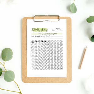 100 Day Challenge Printable, Digital Goal Tracking, 100 Day Goal ...