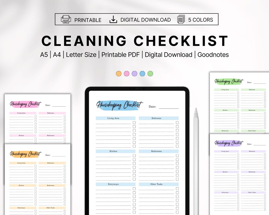 Cleaning Checklist Goodnotes, Cleaning Planner Digital Download, Weekly ...