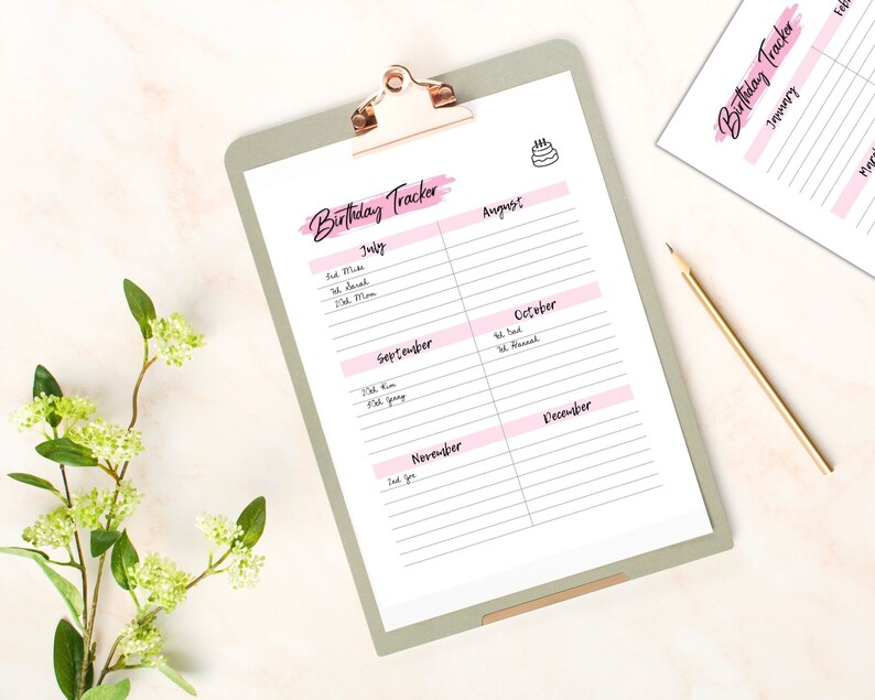 Birthday Tracker Printable Digital Birthday Tracking List - Etsy
