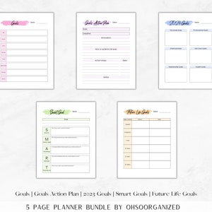 2024 Goal Planner Printable, Goal Tracker Bundle, Digital Monthly Habit ...
