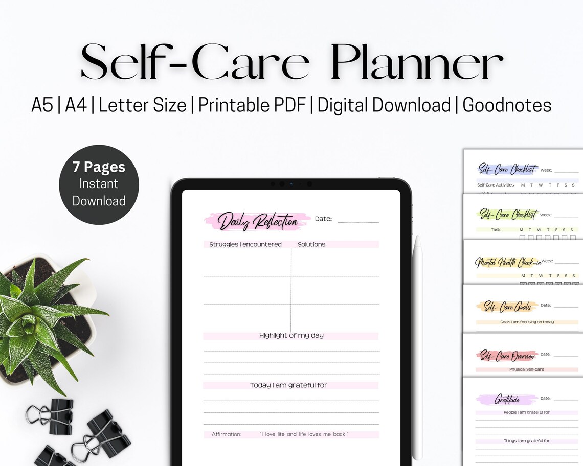 Self Care Planner, Digital Planner, Printable, Self Love Journal, Self ...