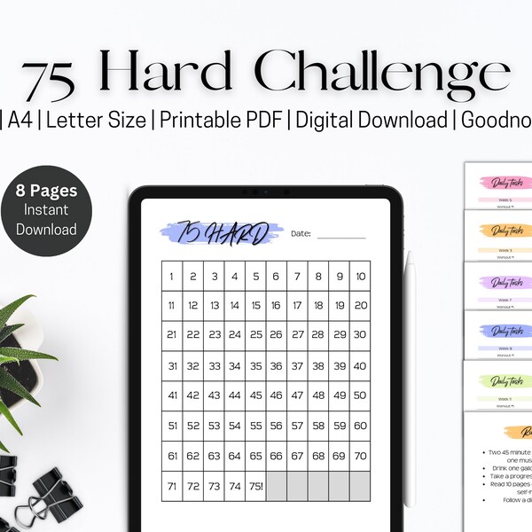 75 Hard Challenge Daily Checklist - Etsy