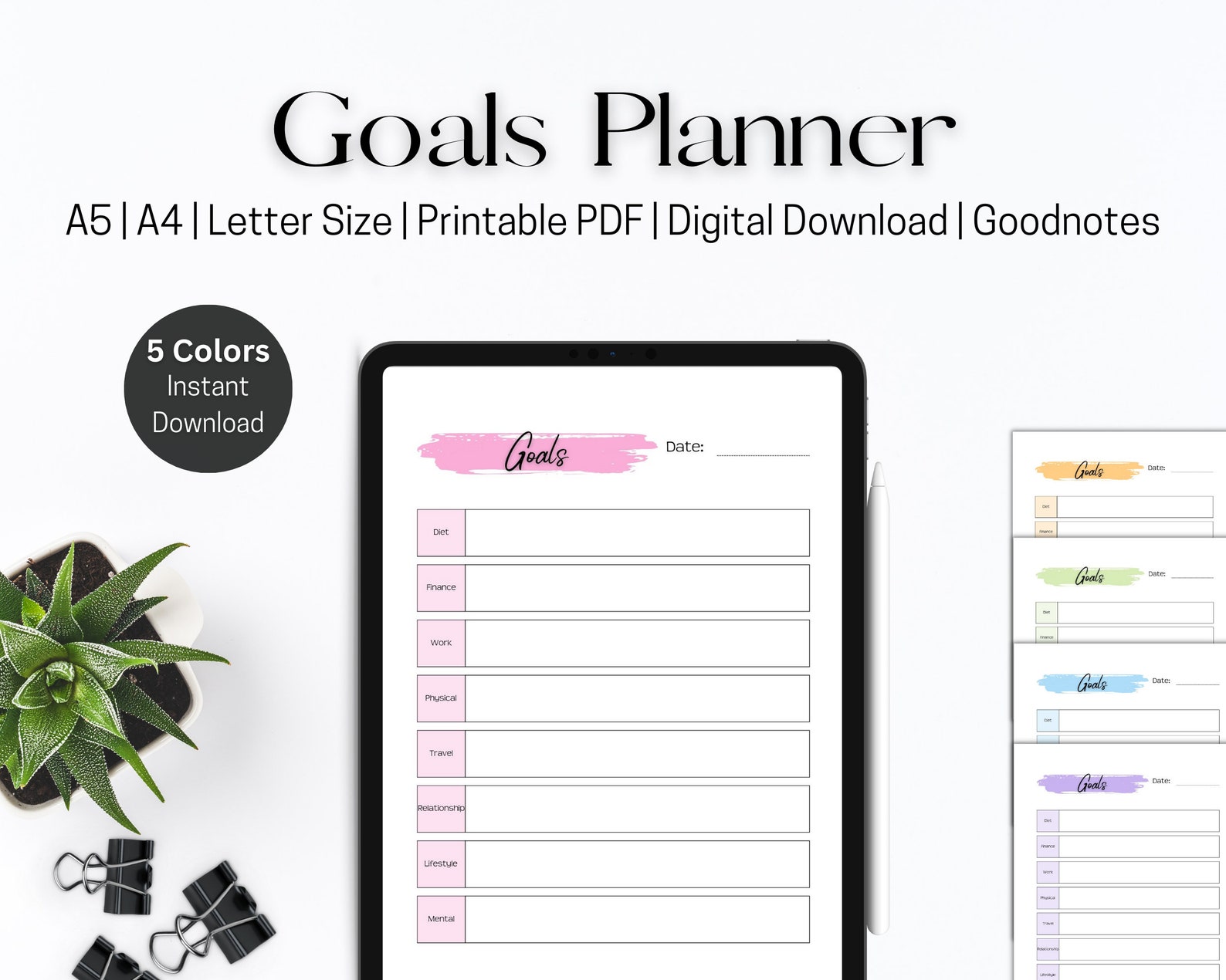 Goal Tracker, 2024 Goals Tracking, Vision Board Printable, Areas of ...