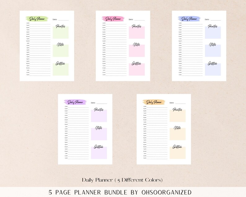 Daily Planner Printable Hourly Planner Digital 24 Hour Daily - Etsy