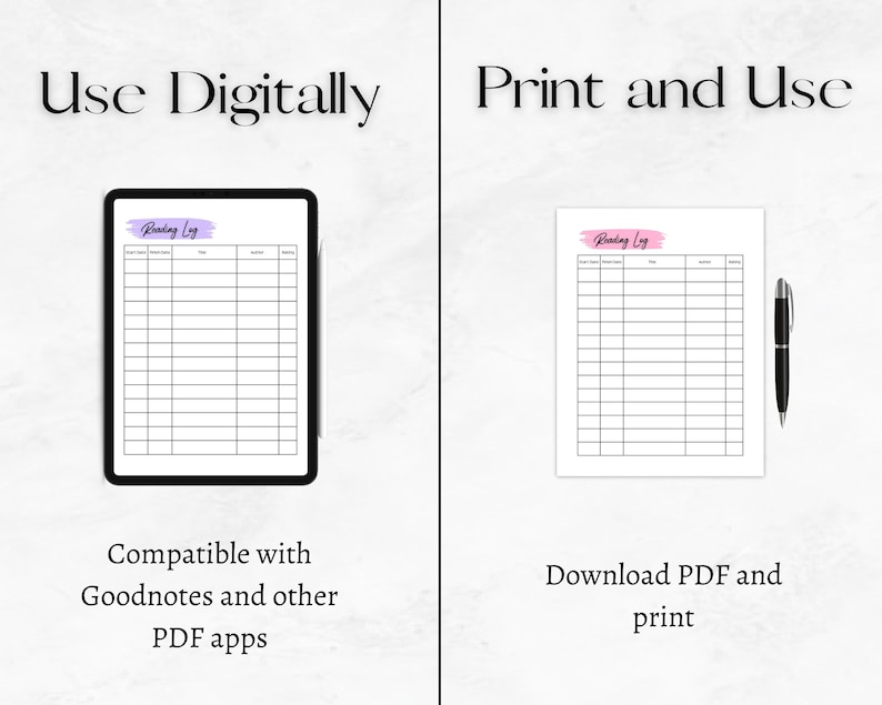 Printable Reading Log, Goodnotes Reading Planner, Digital Reading ...