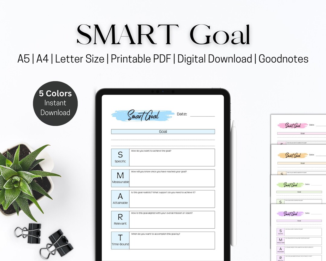 SMART Goals Tracker, Goal Setting Printable, Goal Planning Sheet ...