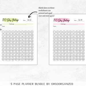 100 Day Challenge Printable, Digital Goal Tracking, 100 Day Goal ...