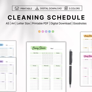 Cleaning Schedule Printable, Cleaning Planner, Cleaning Checklist ...