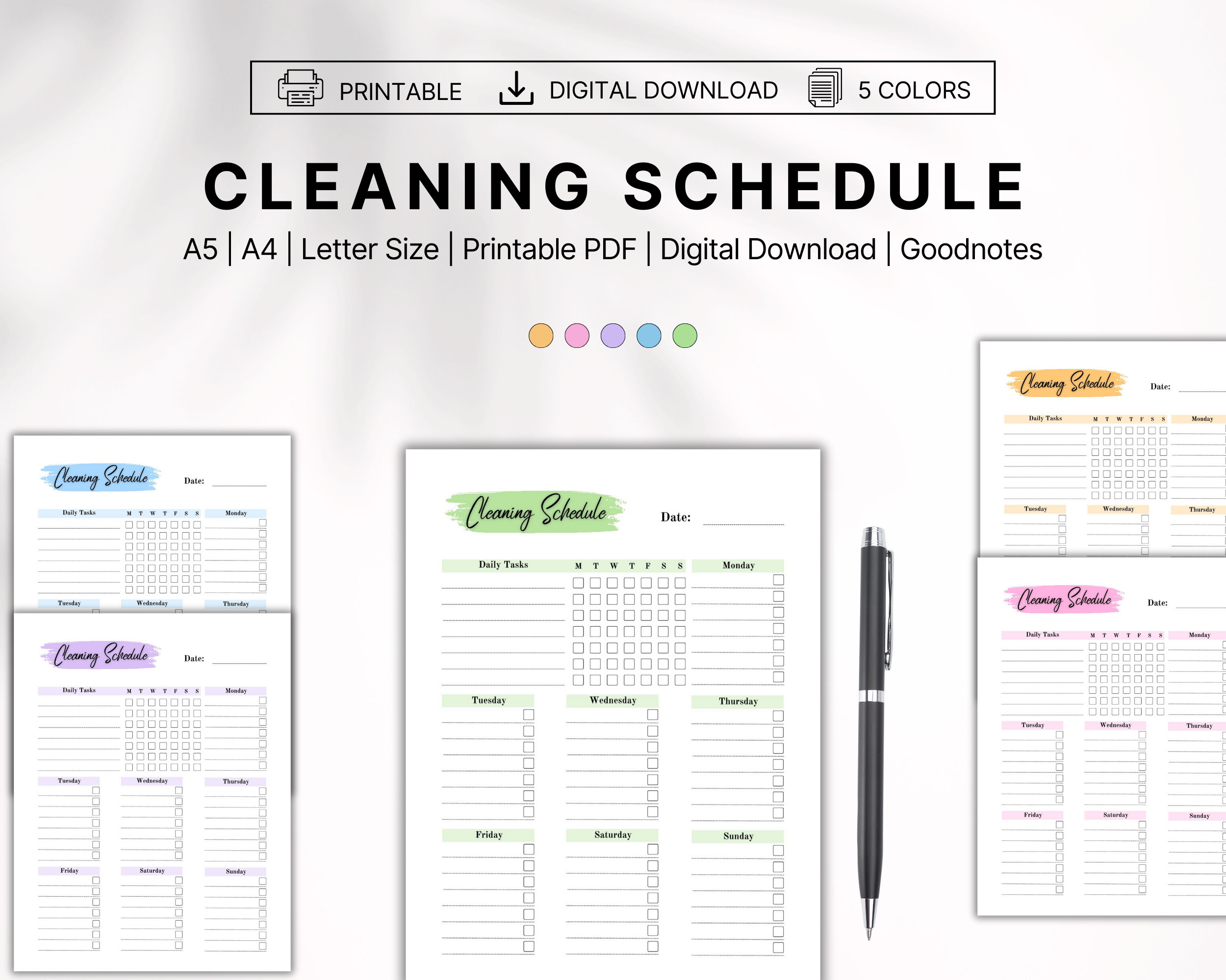 Cleaning Schedule Printable, Cleaning Planner, Cleaning Checklist ...