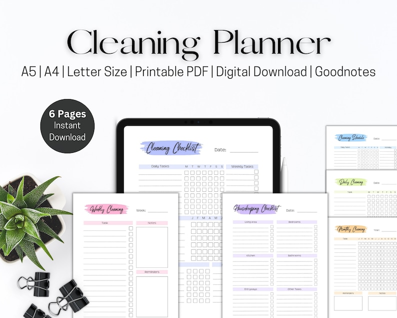 Cleaning Planner Printable, Cleaning Plan Bundle, Weekly Cleaning Chart ...