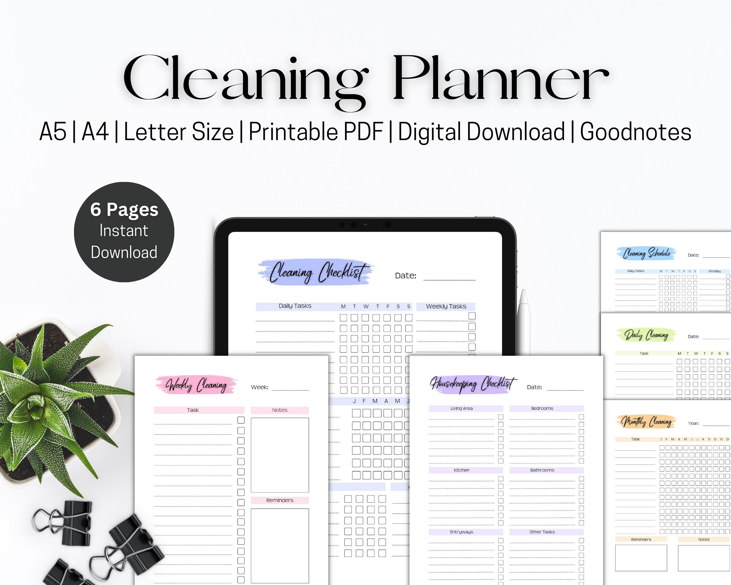 Cleaning Planner Printable, Cleaning Plan Bundle, Weekly Cleaning Chart ...